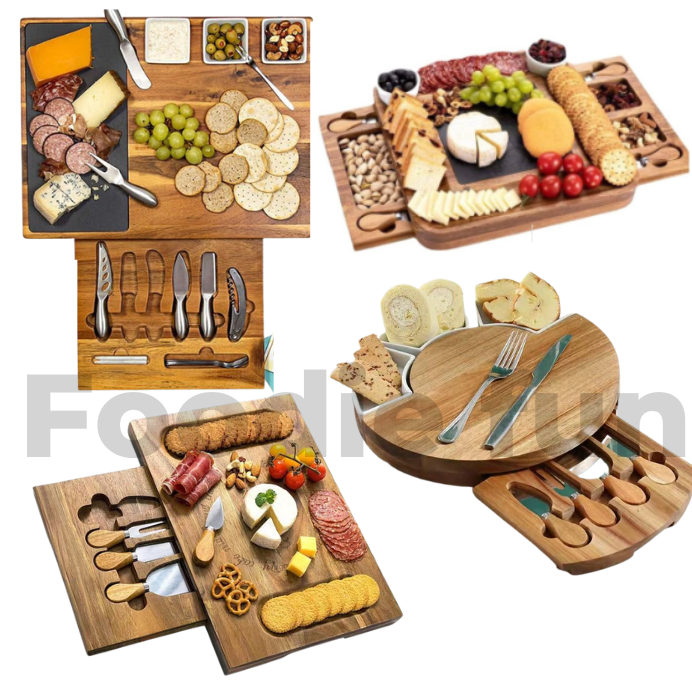 WOOD Cheese Board Set/Food Platter Cheese Cutting Board with Stainless Steel Knife Fruit Serving ...