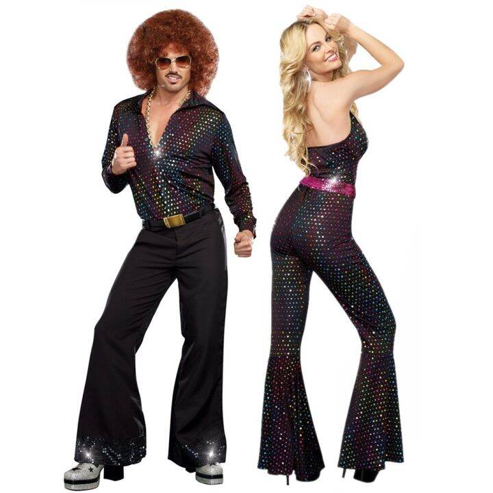 Couples Retro 60s 70s Hippie Costume Cosplay Carnival Halloween Party ...
