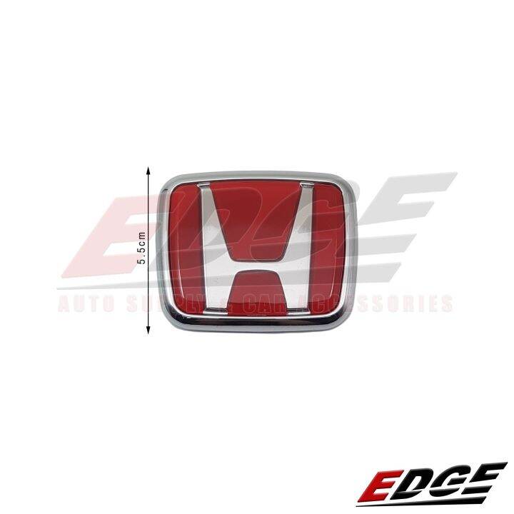 Emblem - Honda Logo - Chrome/Red // slanted thick base adhesive ready ...