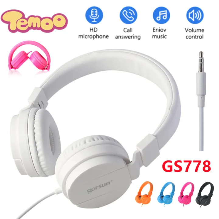 Temoo GS778หูฟังหูฟัง3.5มิลลิเมตร AUX พับแบบพกพาปรับชุดหูฟังเล่นเกมสำหรับโทรศัพท์ MP3 MP4 ...