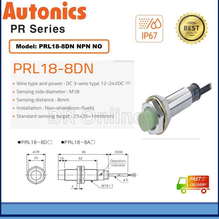 Autonics Proximity Sensor PRL18-8DN M18 Sensing 8MM DC3 WIRE NPN NO 12-24VDC ~ PRL18-8DN | Lazada
