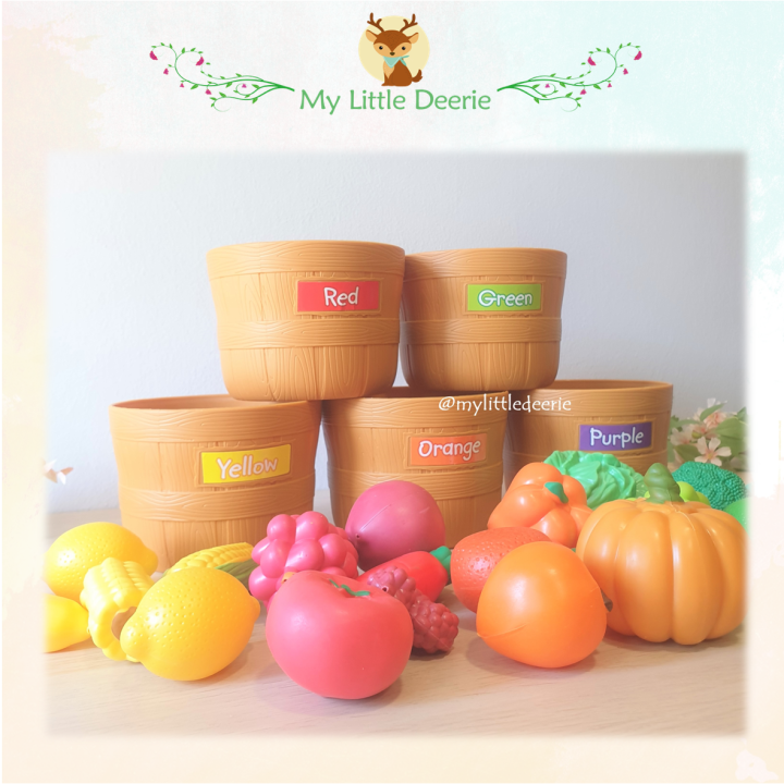 Fruits Vegetables Kitchen Food 30 Pcs Colours Sorting Baskets Shopping ...