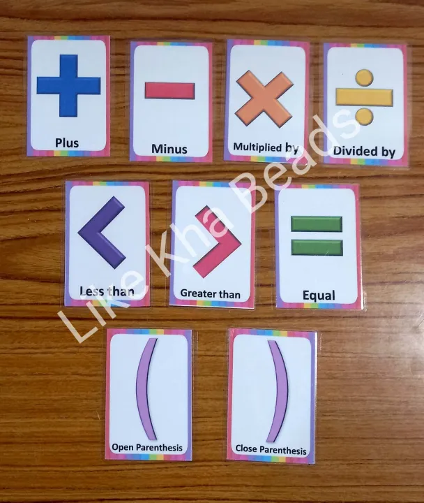 Laminated Flash cards numbers 1 to 20 with Math Symbols | 30 pcs ...
