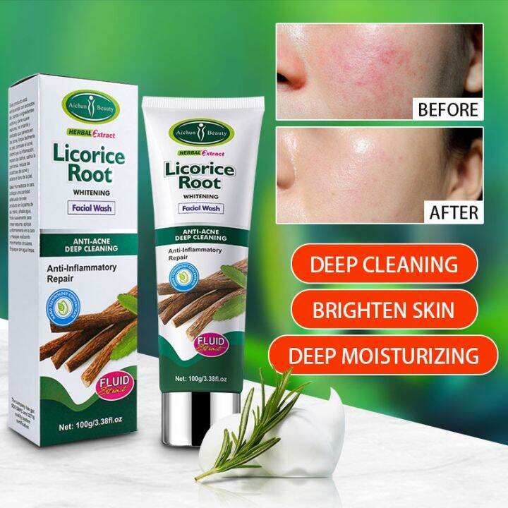 Licorice Root facial cleanser gentle Anti-acne facial repair moisturizing Whitening facial Wash ...