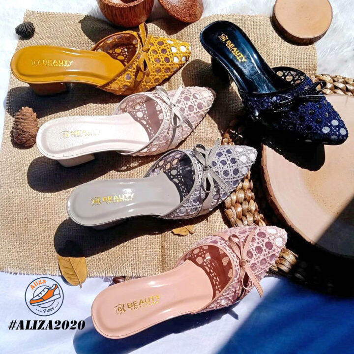 ALIZA SANDAL HIGH HEELS HAK TAHU 5CM MOTIF JALA PUMP UJUNG LANCIP ...