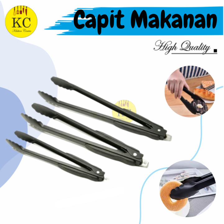 Capit Makanan Hitam Capitan Elegan Stainlees Food Tong Jepitan | Lazada ...