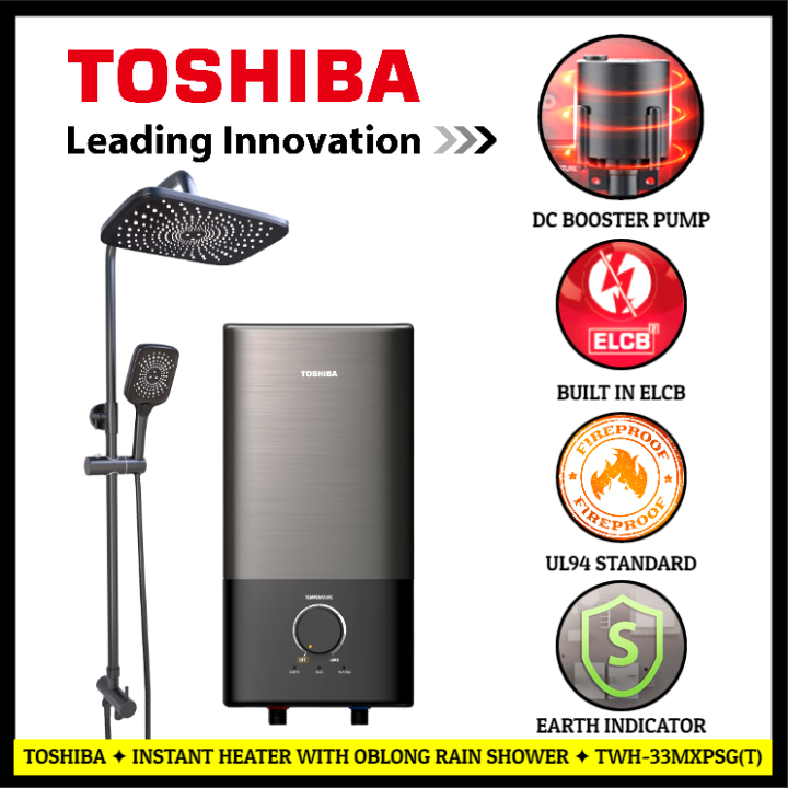 TOSHIBA INSTANT WATER HEATER WITH OBLONG RAIN SHOWER BUILT IN ELCB & DC ...