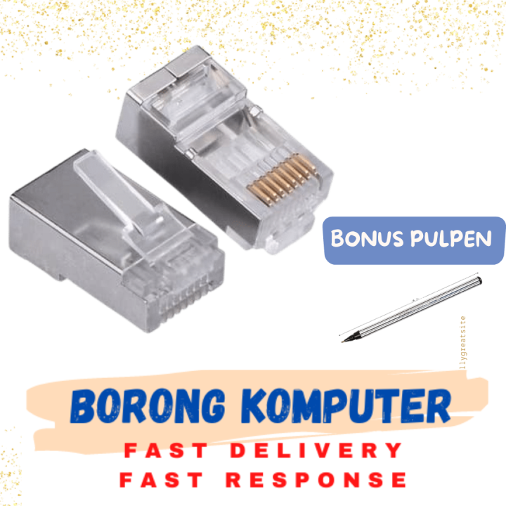 KONEKTOR RJ45 CAT 5 BESI / JACK RJ 45 LAN CAT5E METAL isi 50pcs ...
