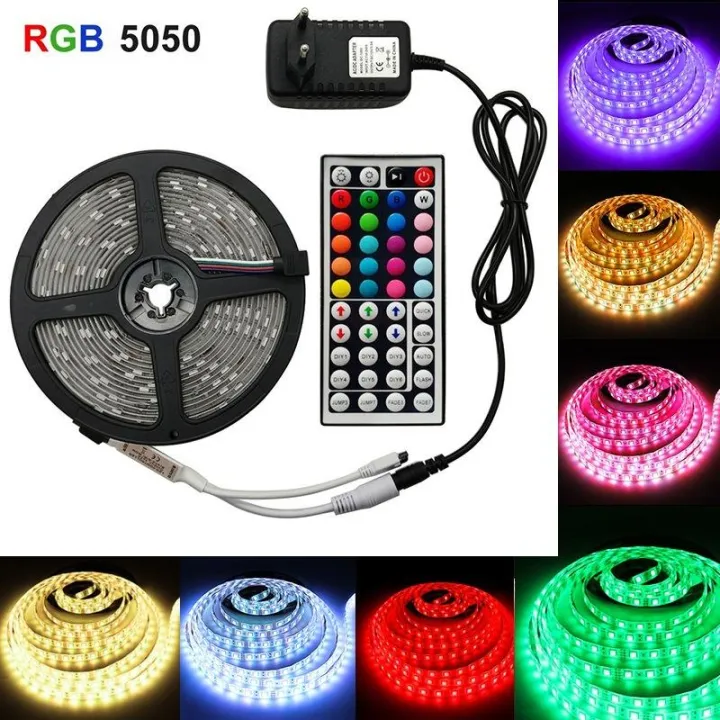DM LED 5050 RGB Colorful Soft Strip Lights with 44-key Remote Control ...