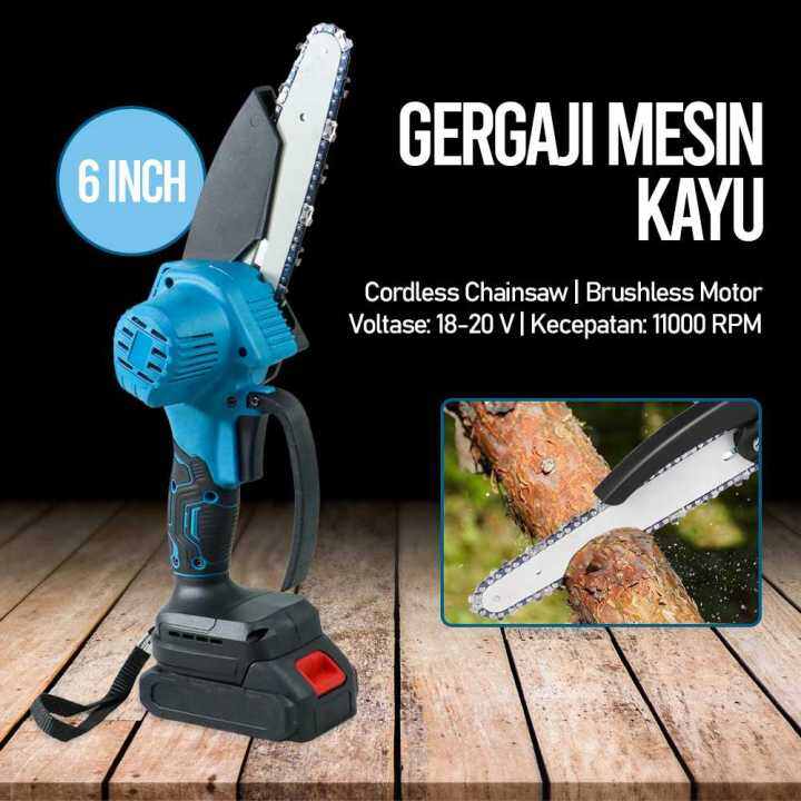 cod gergaji mesin kayu mini 20V - 388VF 2 baterai super tajam cas ...