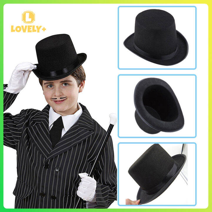 Black Magician Top Hat Role Play Fedora Hat Props Top Cap Cosplay ...