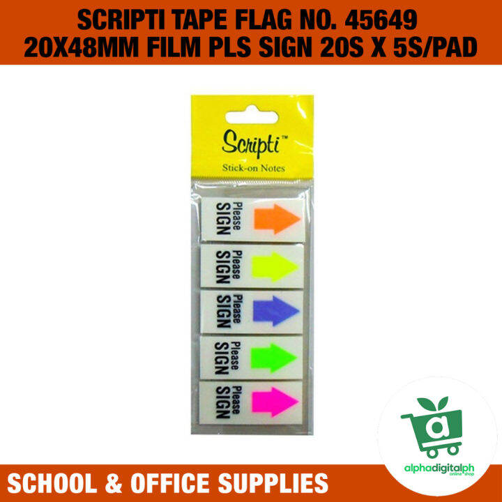 SCRIPTI TAPE Flag No. 45649 20X48MM FILM PLS SIGN 20S X 5S/PAD | Lazada PH