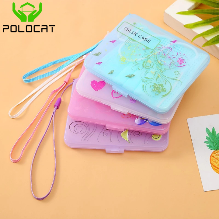 Polocat Mask Holder Colorful Mask Box Cartoon Cute Kids Mask Organizer ...