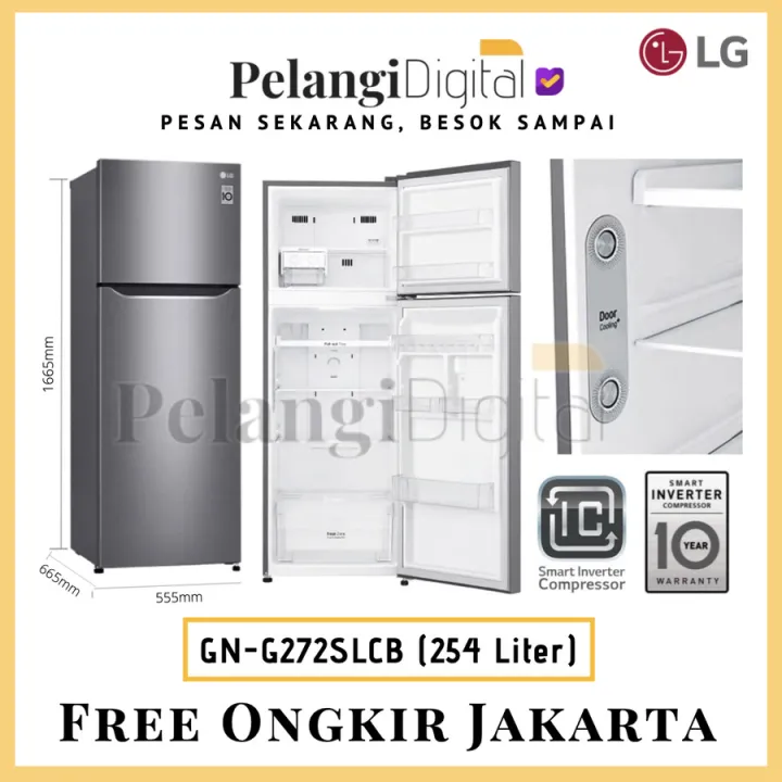LG GN-G272SLCB Kulkas Dua 2 Pintu Smart Inverter - Lemari Es 254 Liter | Lazada Indonesia
