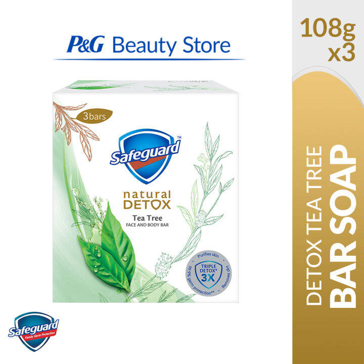 Safeguard Detox Face and Body Bar Soap Tea Tree 108g (3 bars) | Lazada PH