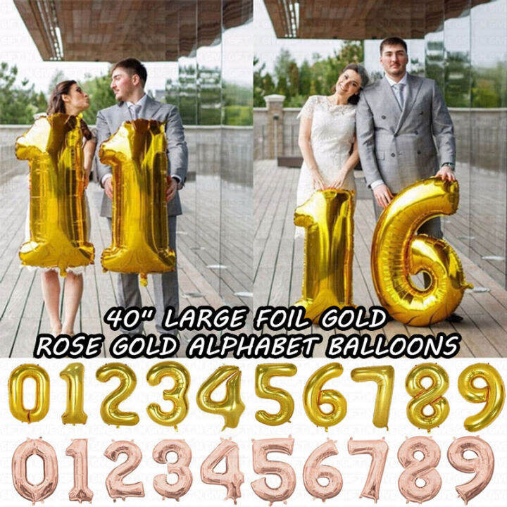 40 Inch Super Large Size Number Foil Balloon Gold Rose Gold Party ...