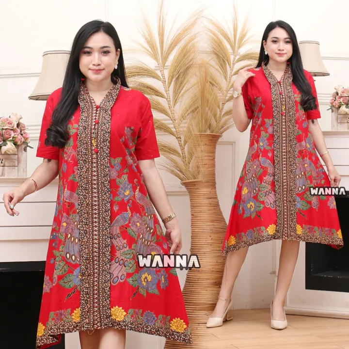 Contoh DRESS BATIK CANTIK ELEGAN model TUNIK LENGAN PENDEK KEKINIAN ...