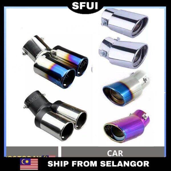 SFUI Car Round Exhaust Muffler Tip Stainless Steel Pipe Chrome Trim ...