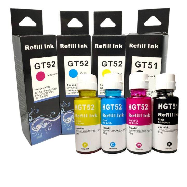 GT51 GT52 Refill ink(4PCS1SET)Compatible For HP Deskjet GT5800 Series ...