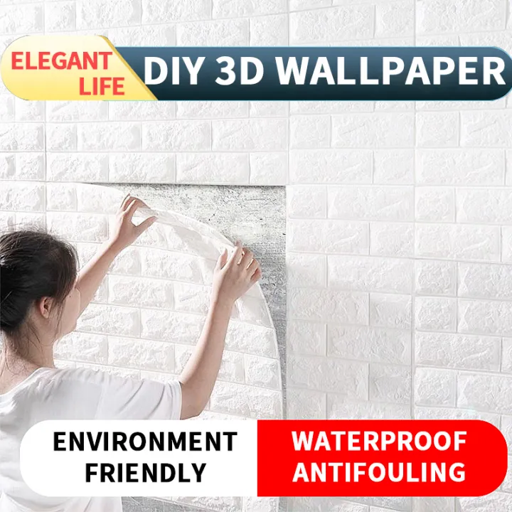 【COD】White 3D Wallpaper Self Adhesive Brick Sticker and Adhesive ...