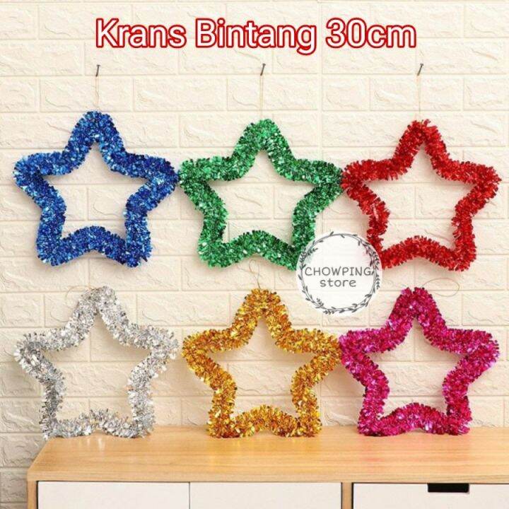 Krans Bintang Wreath Slinger Hiasan Gantungan Garland Pintu Natal ...