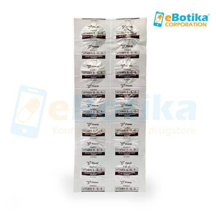 Pharex B-Complex Vitamin B1+B6+B12 100mg/5mg/50mcg (10's Tablets) Nerve ...