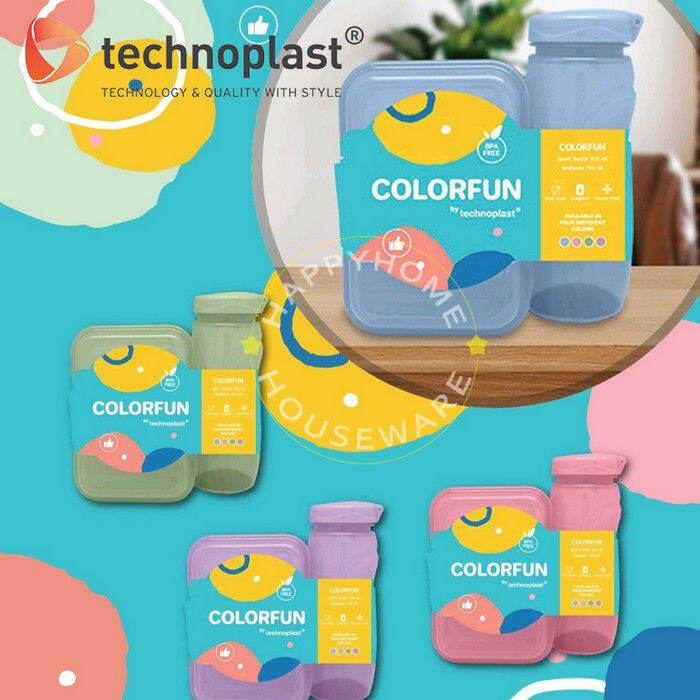 TECHNOPLAST New Color Fun Set Gift | Tempat Bekal Makan Botol Set 2pcs | Lazada Indonesia
