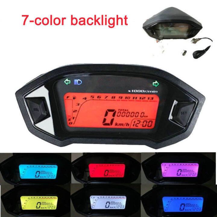 Universal Motorcycle Backlight LCD Digital Speedometer Speed Meter ...