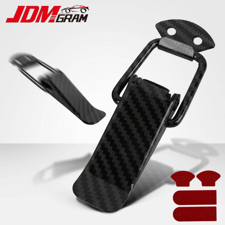 Carbon Fiber Car Bumper Hook Lock Clip Kit 2Pcs Universal Truck Hood ...