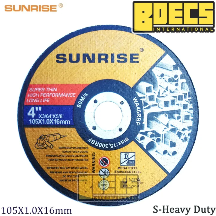 Sunrise Cutting Disc Super Heavy Duty Super-Thin 4" 4ply S-HD (20pcs) I ...