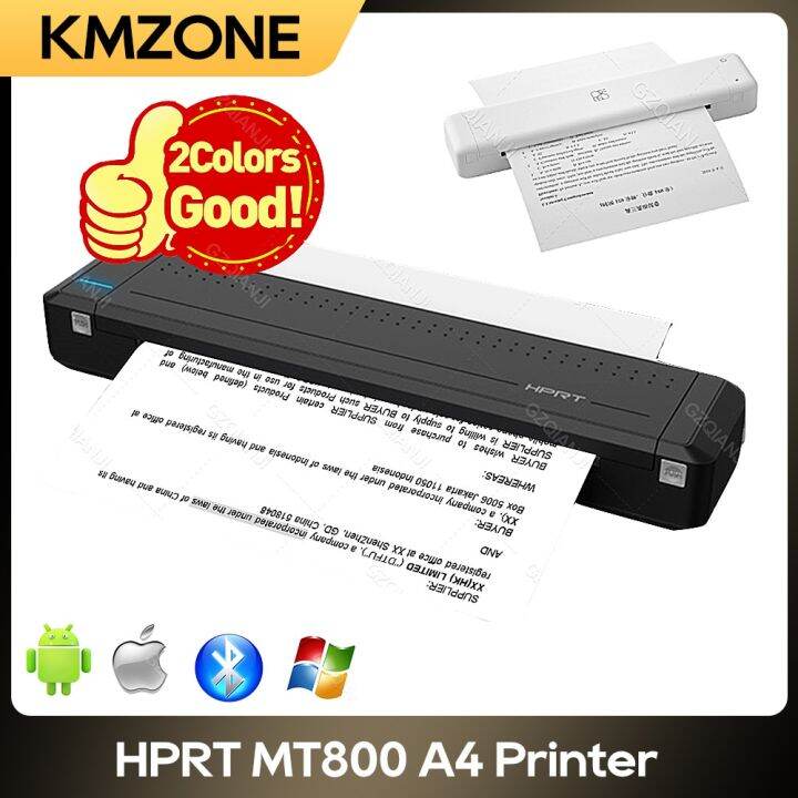 HPRT A4 MT800เครื่องพิมพ์แบบพกพาสีขาวขนาดเล็กสีดำ A4กระดาษ USB บลูทูธพร้อมริบบิ้นสำหรับโรงเรียน ...