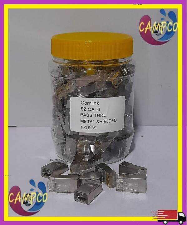 100 pcs.RJ45 Metal Shielded Connectors/Comlink/Passthrough/CAT5/CAT6 ...