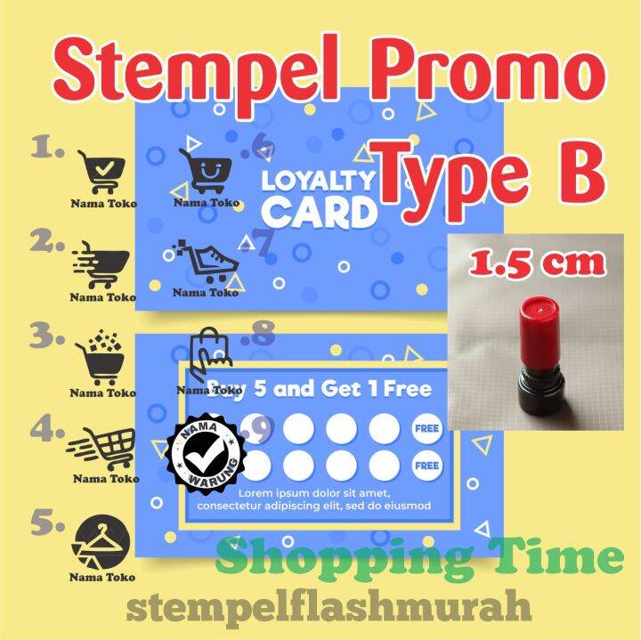 stempel promo B kartu toko hadiah loyality reward member card kupon stamp otomatis murah ...
