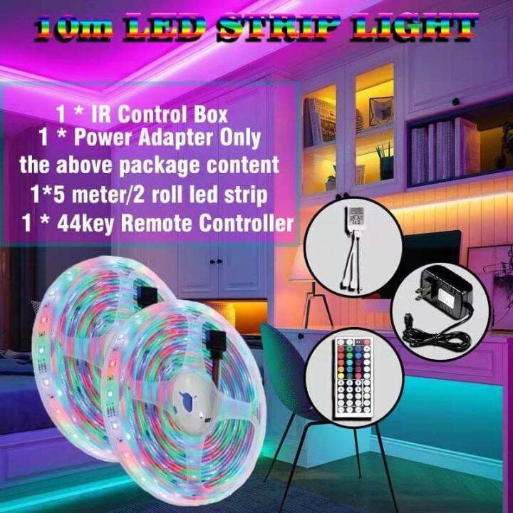 ins 5m/10m Strip LED Decorative Light Strip With Remote Control and 12V ...