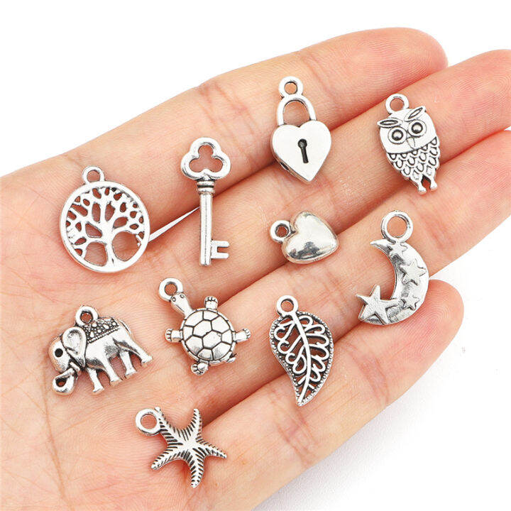 20 Cái/túi Antique Bạc Mạ Kẽm Hợp Kim Charms Mặt Dây Chuyền Lá Sao Biển ...