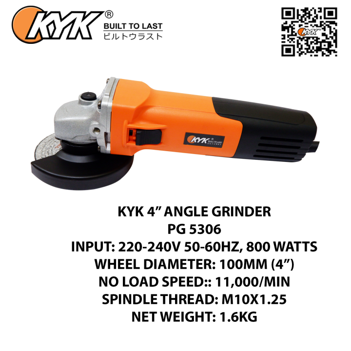 KYK 4" ANGLE GRINDER 100M PG 5306 (AUTHENTIC) 800W | Lazada PH