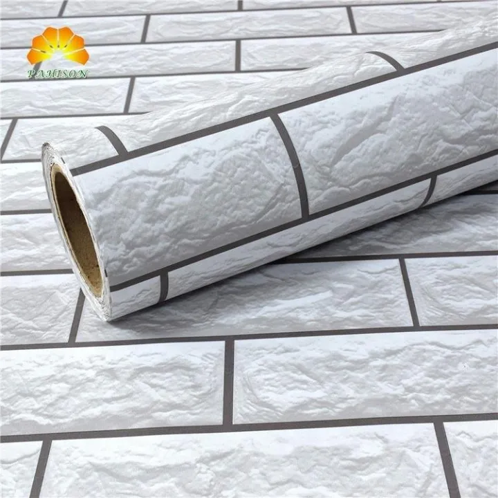 Wallpaper Sticker Dinding Motif Batu Bata Putih 3D Cantik Elegan Bagus ...