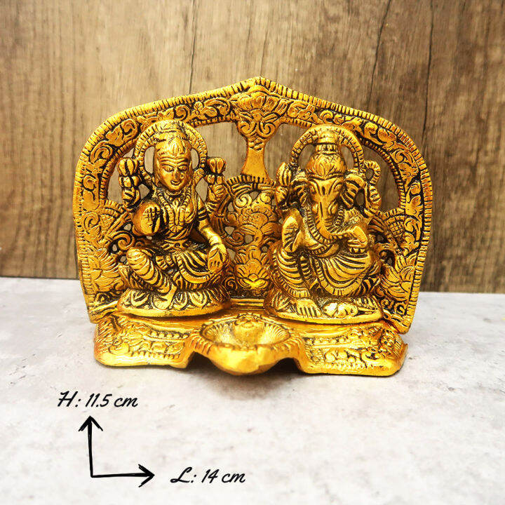Antique Oxidized Metal Ganesh Lakshmi Vilakku D2 | Lazada