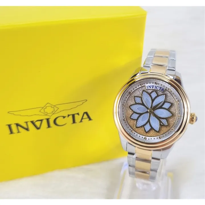 Invicta 37087 Wildflower Quartz Glittery Gold Dial Two Tone Stainless ...