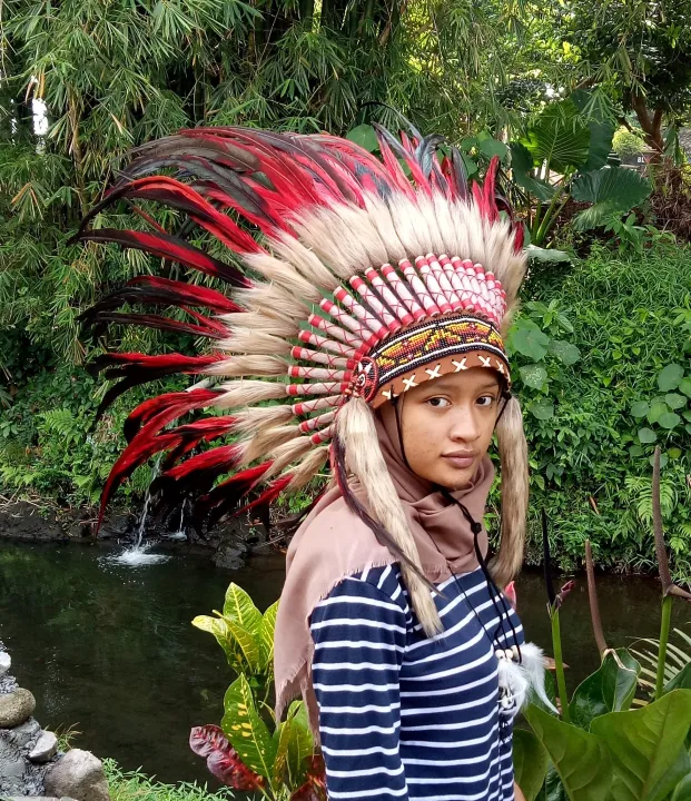 warbonnet / topi indian / topi pentas seni / topi bulu ayam / topi ...