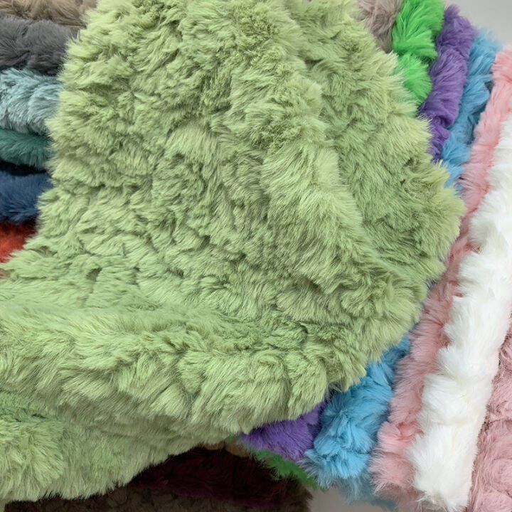 ZYFMPTEX Artificial Plush Fabric, Rabbit Hair Embossed Fabric 25 Color ...