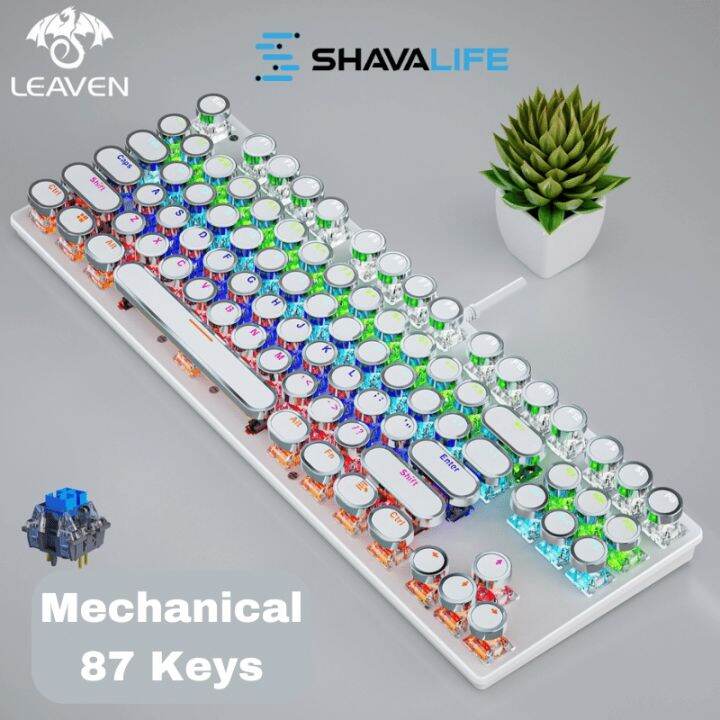 【SG🇸🇬 Ready Stock】Leaven K550 Punk Mechanical Gaming Keyboard Retro Typewriter Keyboard (87 Keys ...