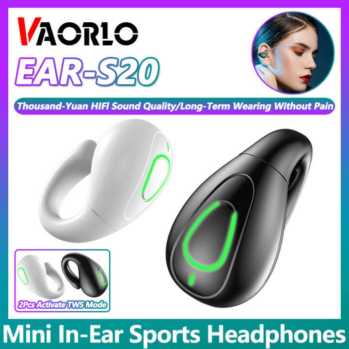 VAORLO หูฟังสายเดี่ยวขนาดเล็กแบบหนีบหูหูฟังบลูทูธไฮไฟเบสเอียร์บัดไร้สายการควบคุมแบบสัมผัสพร้อม ...