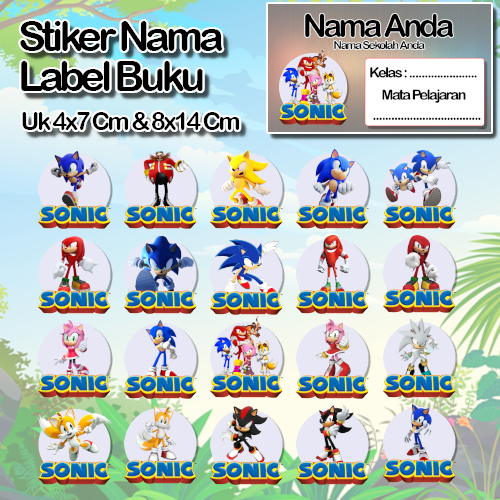 Stiker Label Buku Sonic sonik knucles tails dr eggman amy rose shadow ...