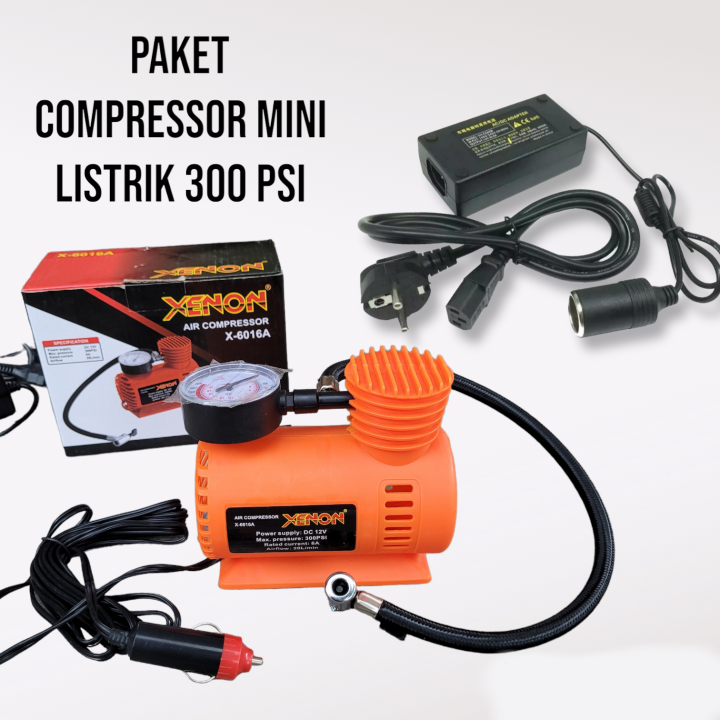 compressor Mini Listrik 300 psi xenon , kompresor mini cat, pompa ban ...