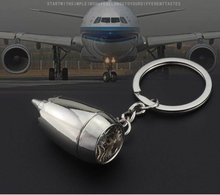 Aircraft Engine 3D Keychains Polished Metal Plane Keyrings Gift ...