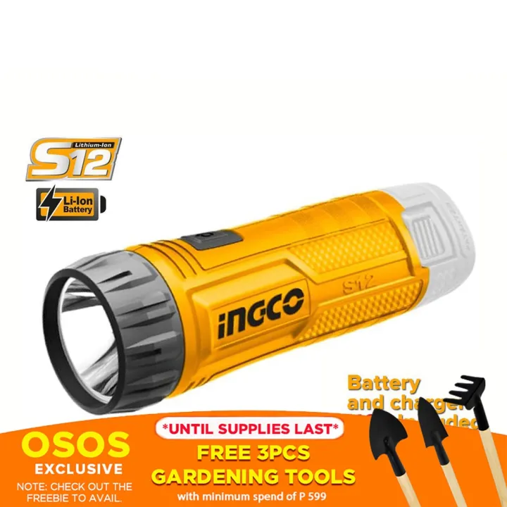INGCO Original S12 Lithium-Ion Flashlight Emergency Light 12V Bare Tool ...