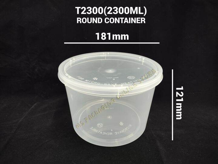 TAGE T2300 Round Container with Lid (25set±)/(2300ml) Disposable ...