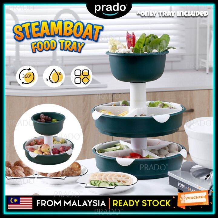 PRADO CLEAR STOCK Malaysia 3 LayerS Rotatable Steamboat Food Bowl ...