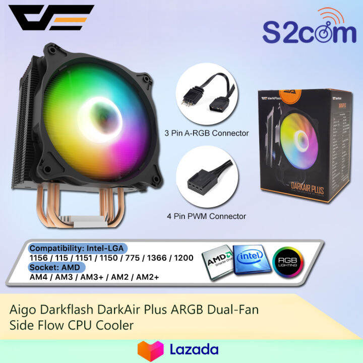 Aigo Darkflash DarkAir Plus ARGB Dual-Fan Side Flow CPU Cooler | Lazada